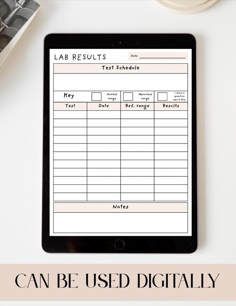 Lab Results Tracker Editable Template | Printable Medical Chart, Blood ...