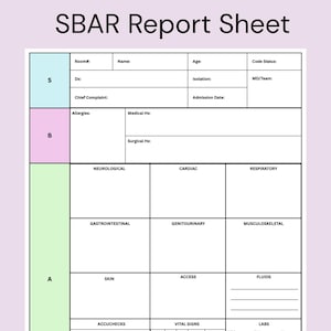 Med/surg SBAR Sheet - Etsy