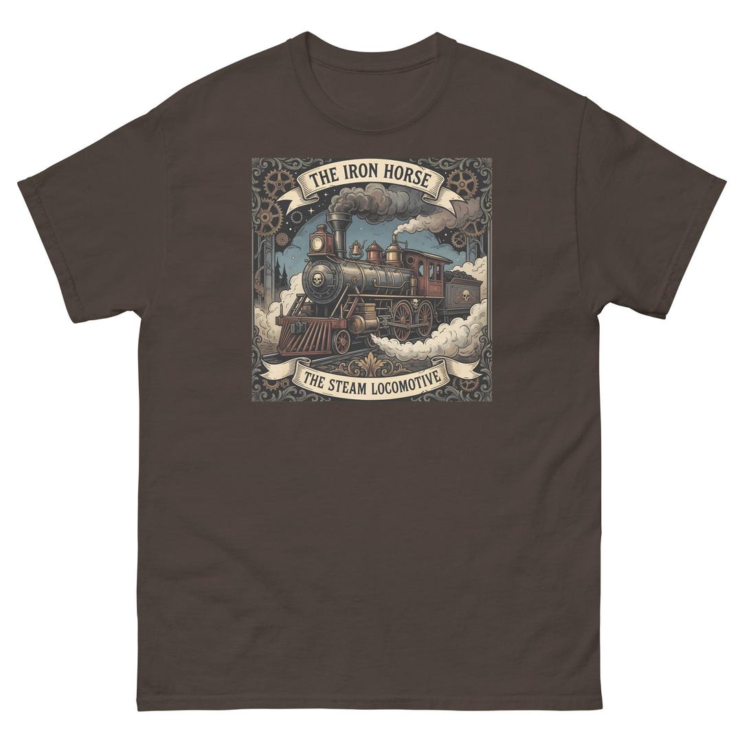 Iron Horse Steam Locomotive Shirt • Vintage Train Art Tee • Railroad ...