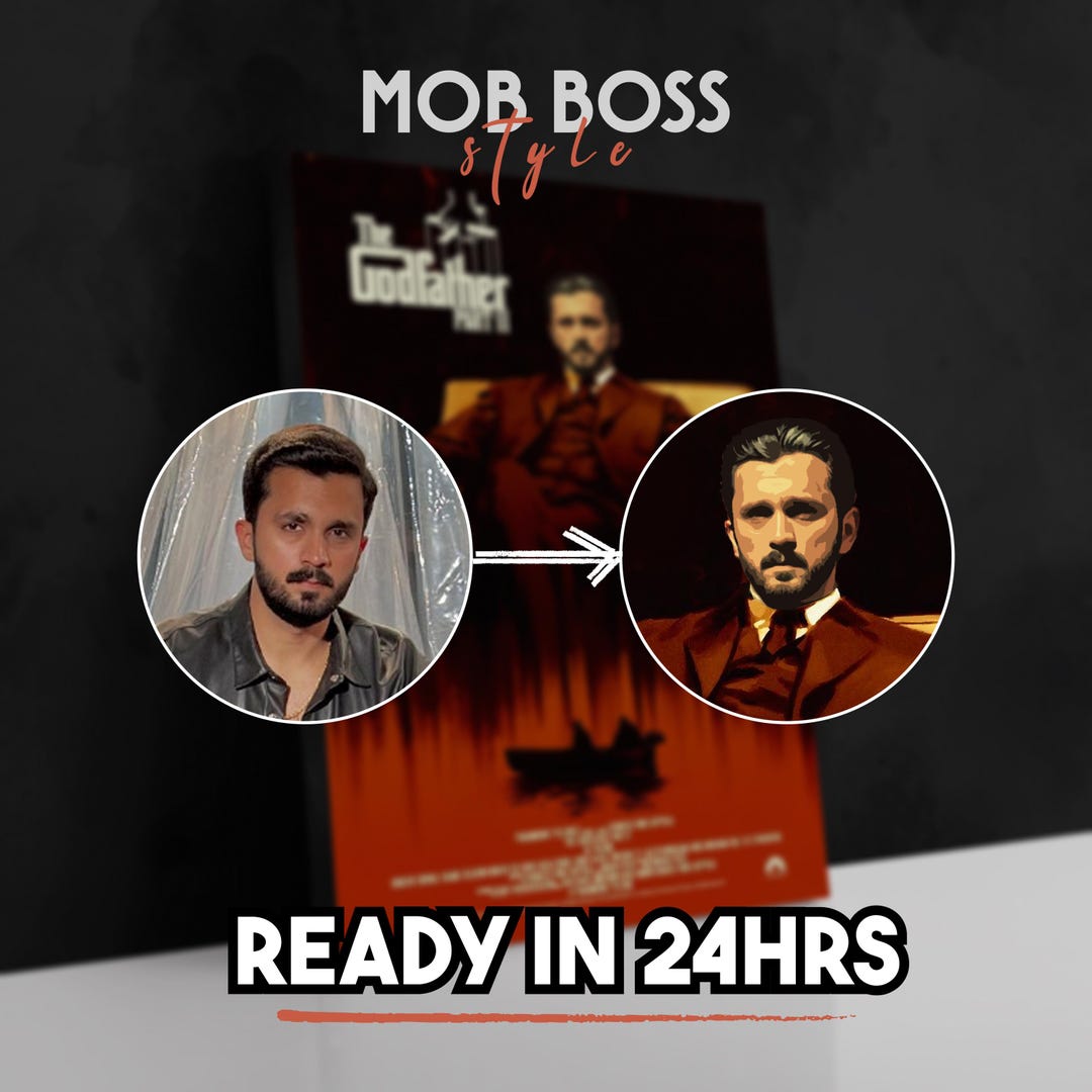 Custom Mafia Boss Portrait: Personalized Gangster Movie Poster (digital ...