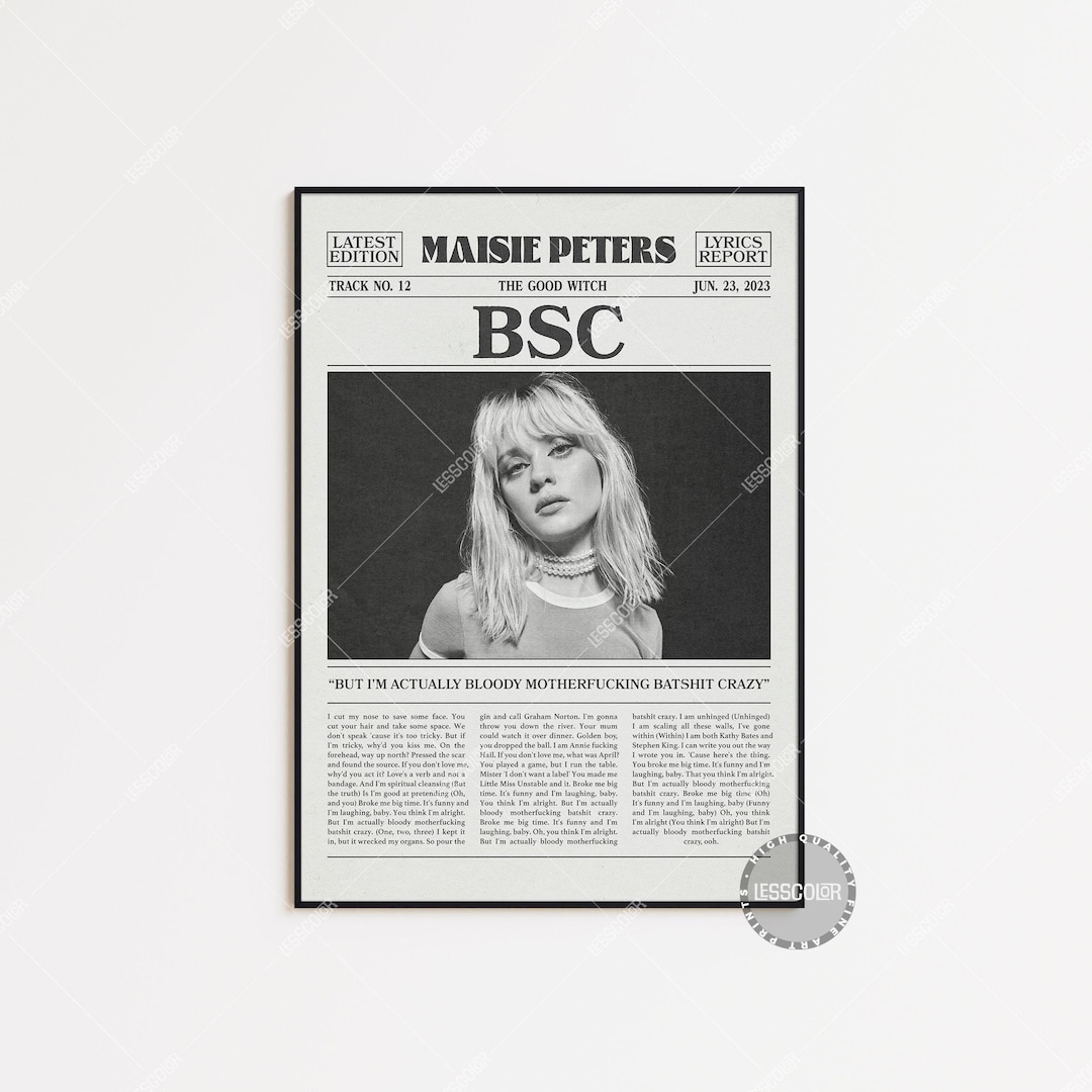 Maisie Peters Retro Newspaper Print, BSC Poster, BSC Lyrics Print, the ...