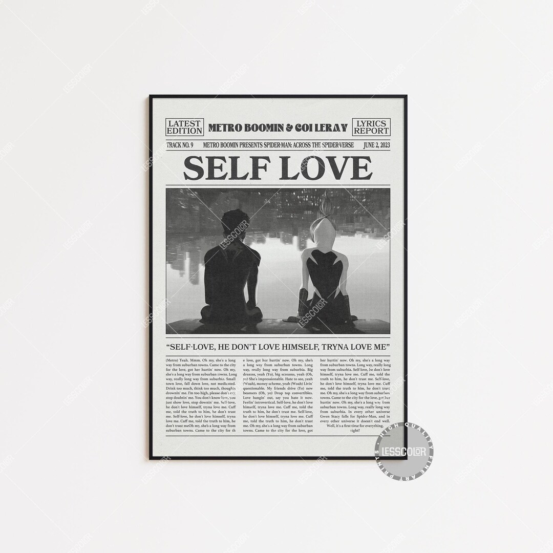 Metro Boomin and Coi Leray Retro Newspaper Print, Self-love Poster ...