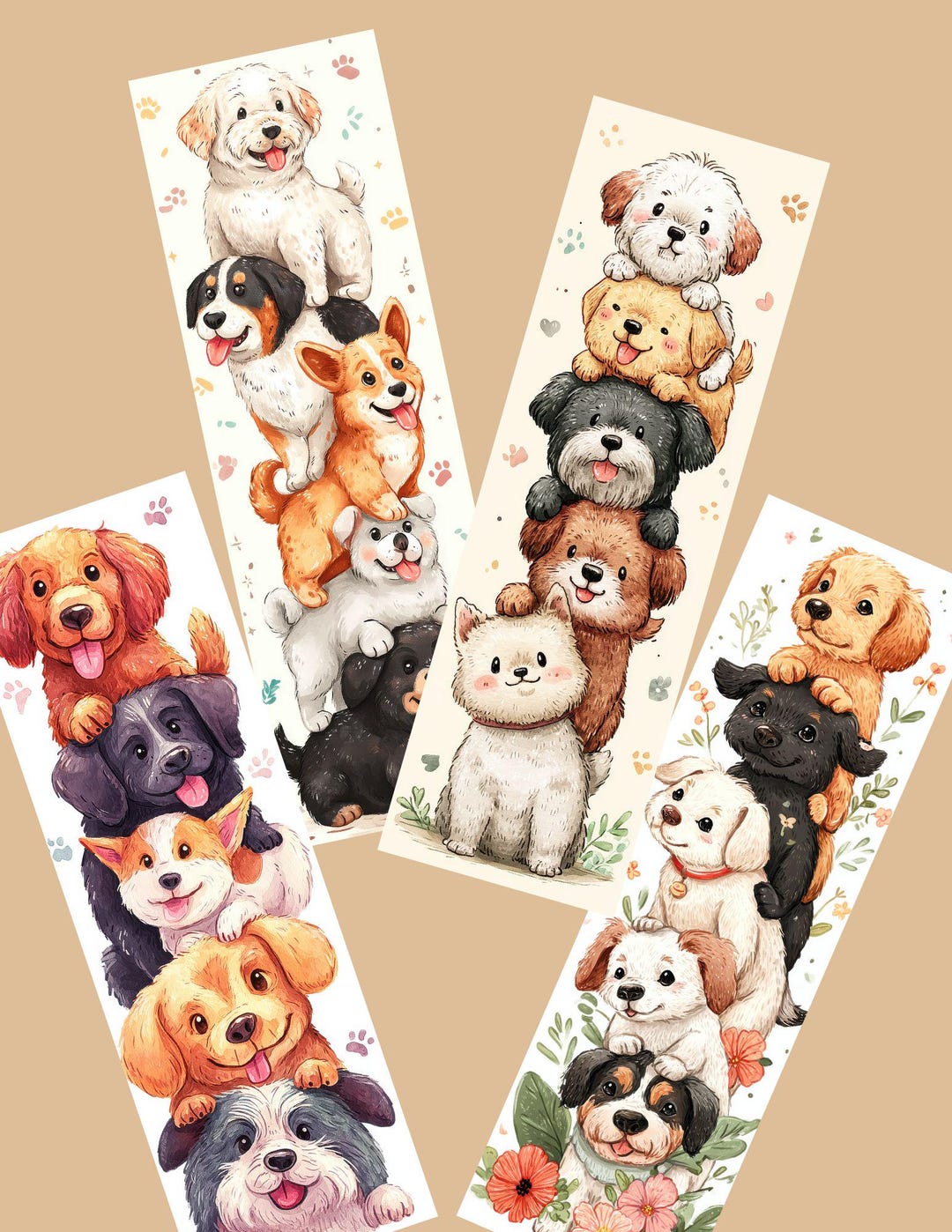 Adorable Puppy Bookmark | Digital Dog Bookmark 2.2x7" | Cute Brown ...
