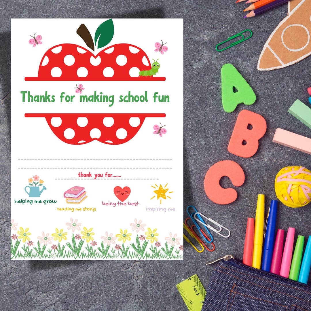 Teacher Appreciation Card | Printable Thank You | Classroom Gift Card ...