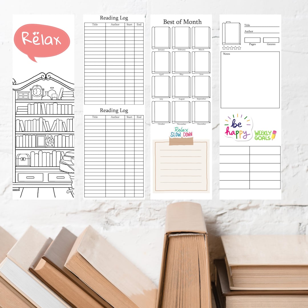 Printable Reading List Bookmarks | Book Tracker & Library Card ...