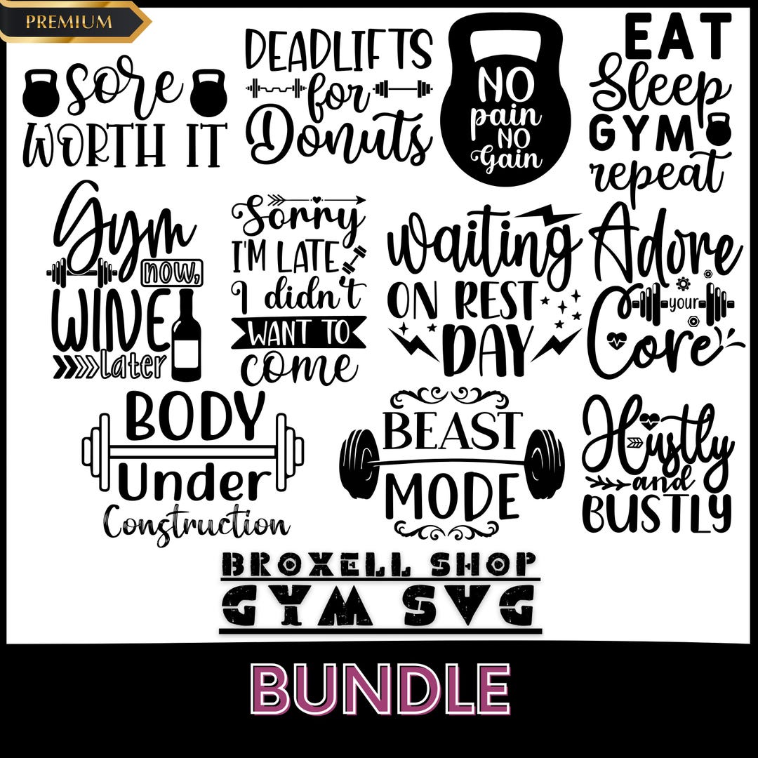 Gym SVG Bundle | Fitness, Workout, Strength Training Clipart ...