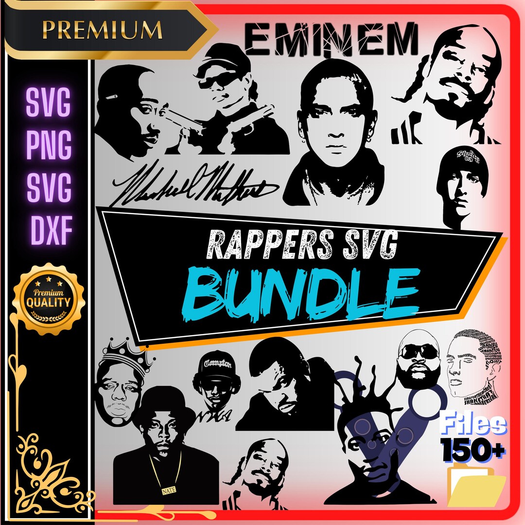 Rappers Svg Bundle - Hiphop Clipart, Digital Stickers, Sublimation ...