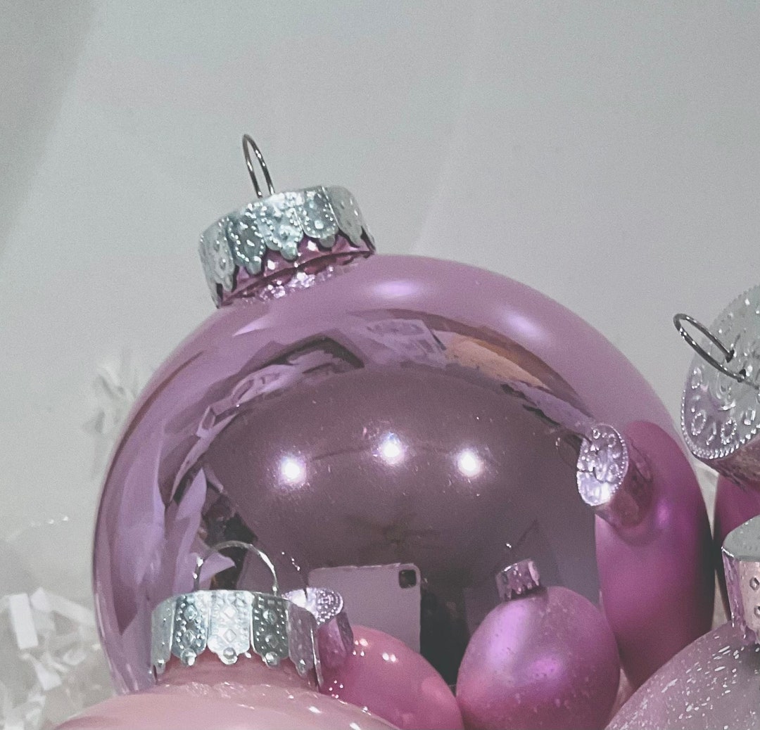 4 Shiny Pink Glass Ornament With Snowmen - Etsy