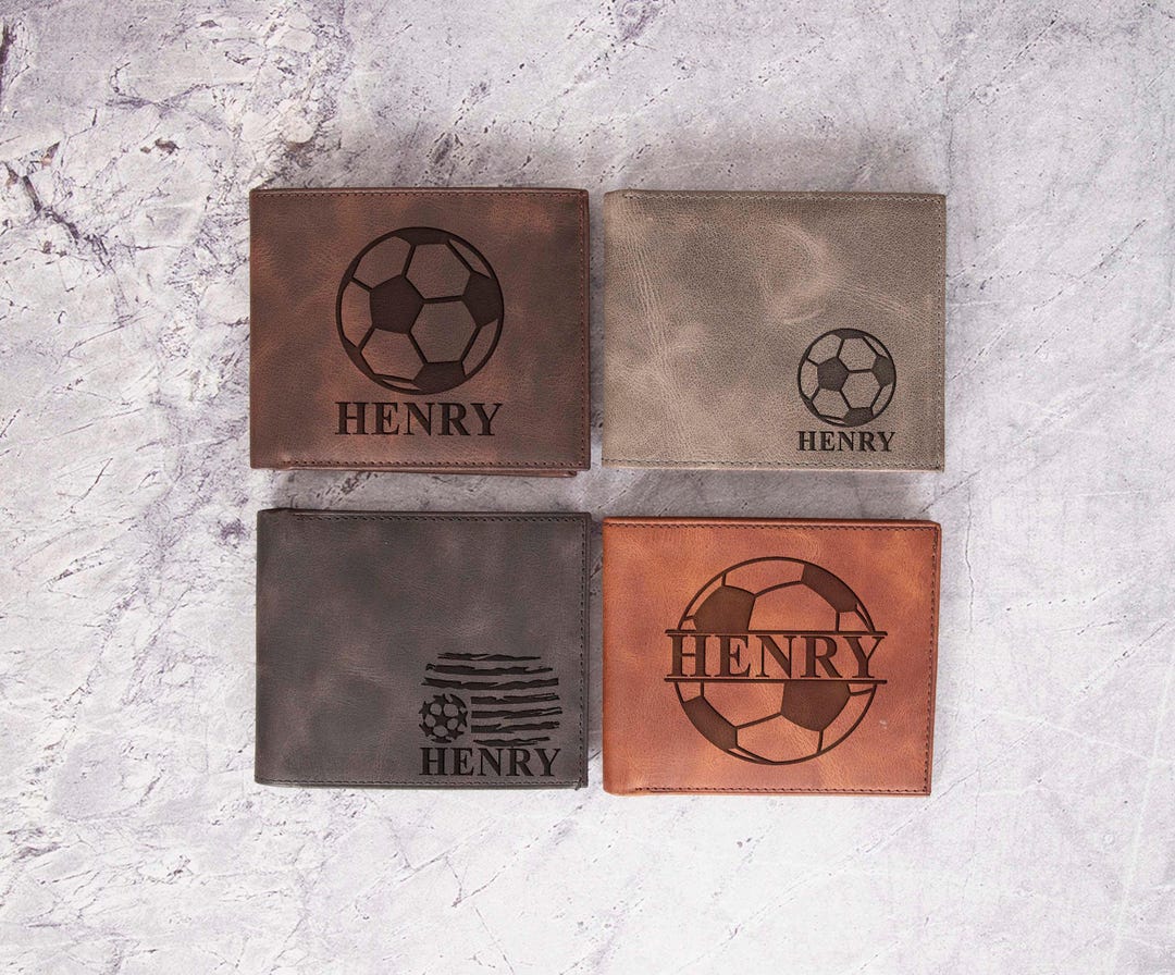 Soccer Leather Bifold Wallet, Custom Engraved Sports Gift - Etsy