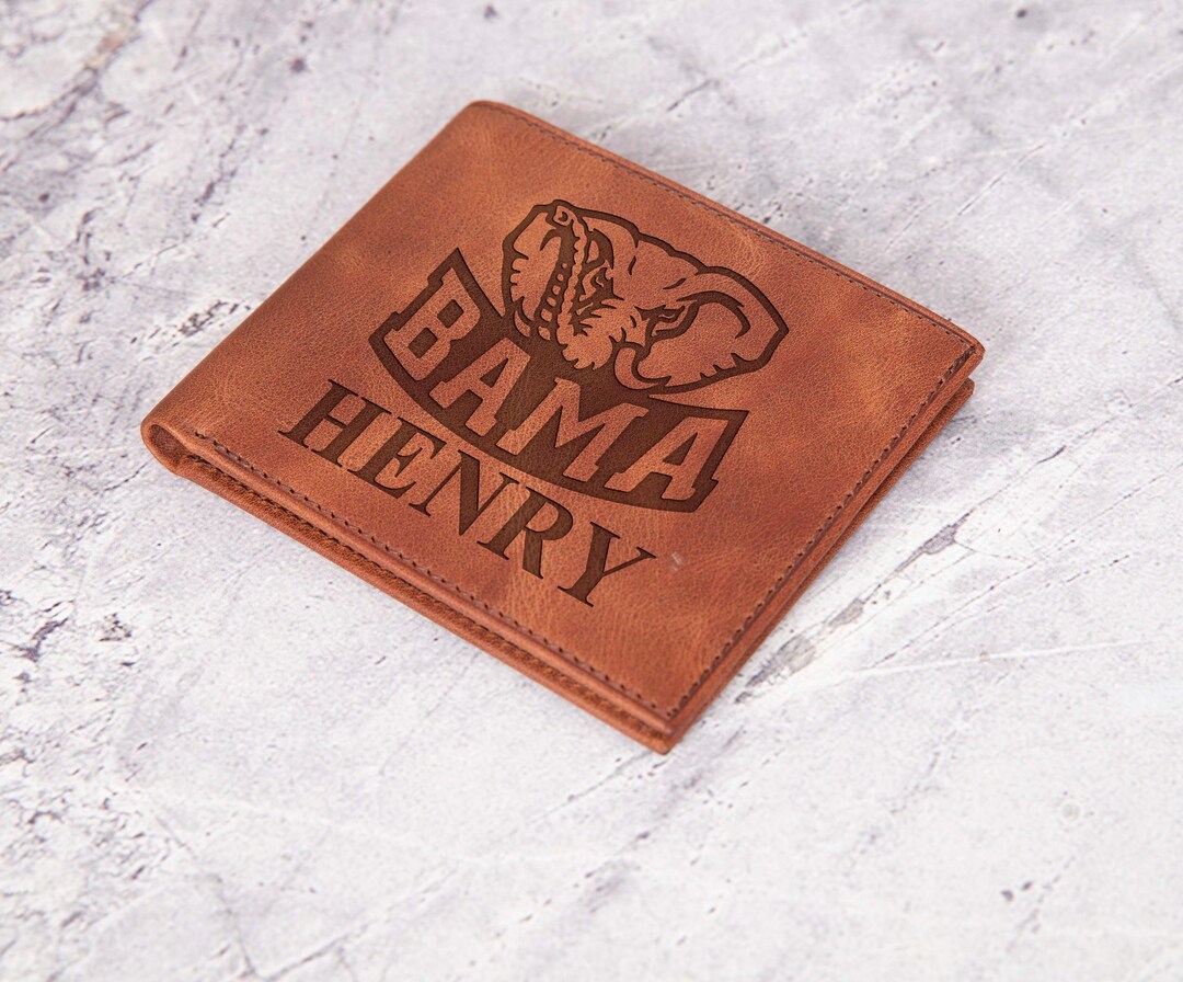 Football Fan Wallet Alabama Leather Bifold Wallet, Personalized ...