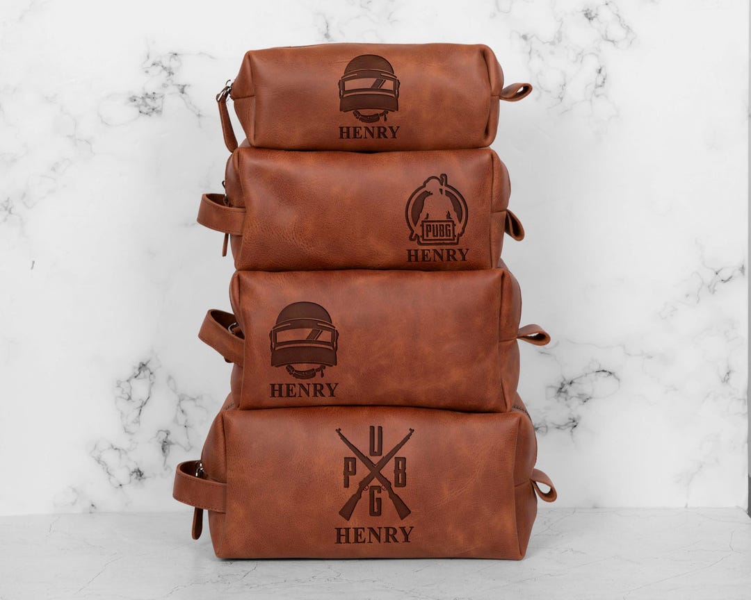 Leather Travel Dopp Kit: Custom PUBG Gamer Style (custom Name) - Etsy