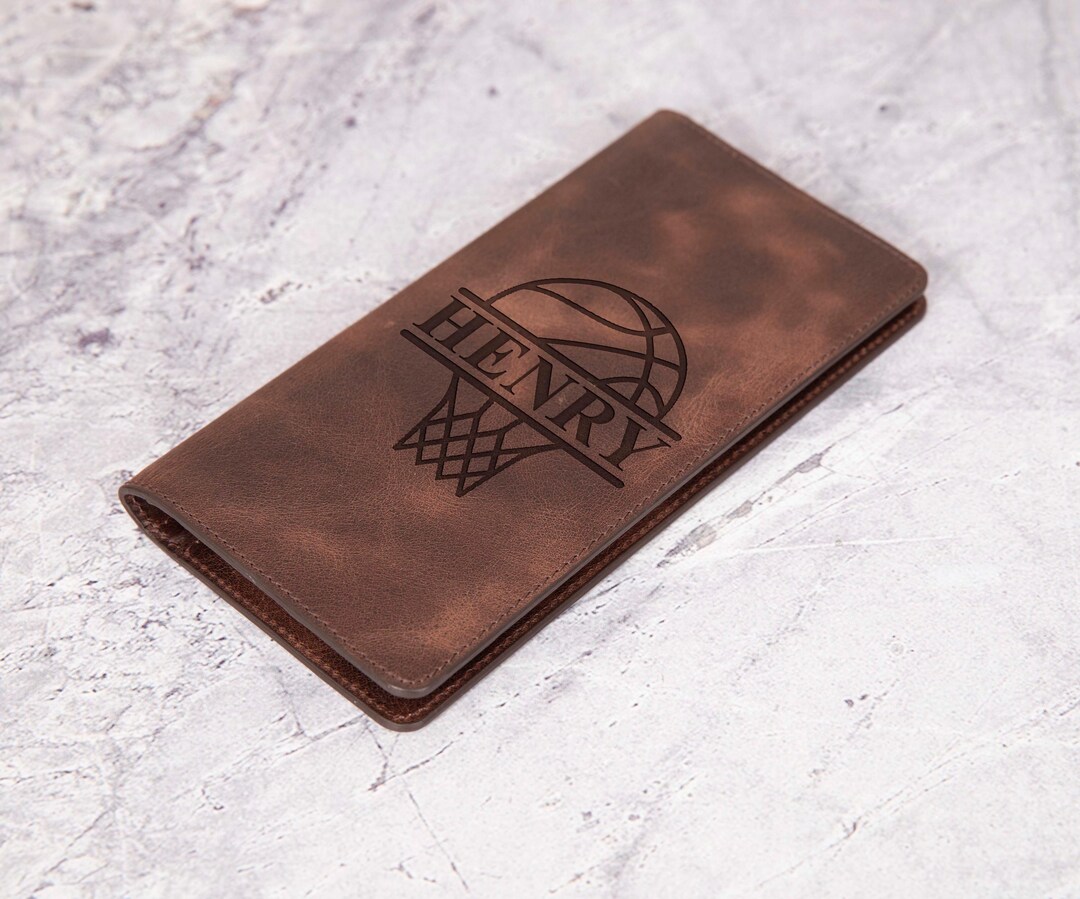 Personalized Leather Basketball Wallet – Engraved Gift for Coaches - Etsy