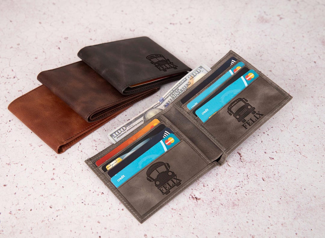 Personalized Bus Driver Leather Wallet, Engraved Bifold, School Staff ...