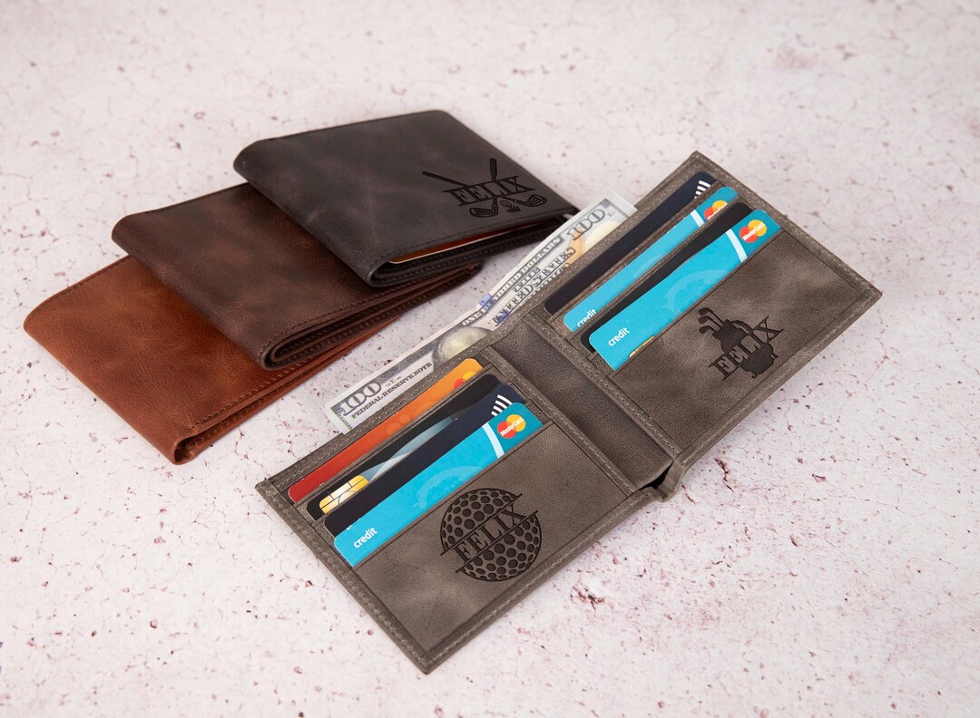 Golf Leather Wallet, Custom Engraved Bifold, Golfer Gift - Etsy