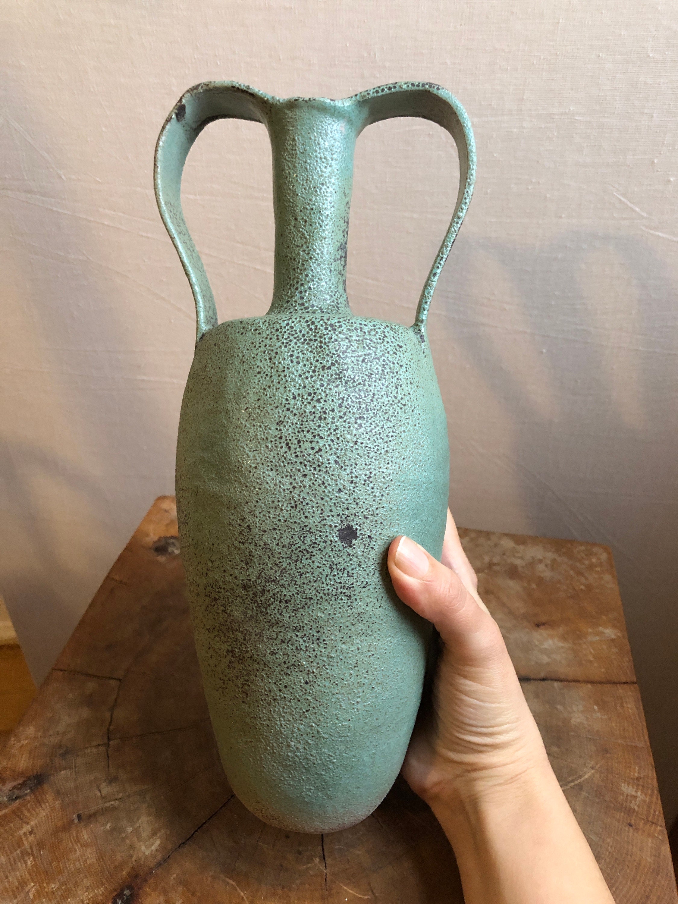Matte Sea Green Vessel With Handles - Etsy
