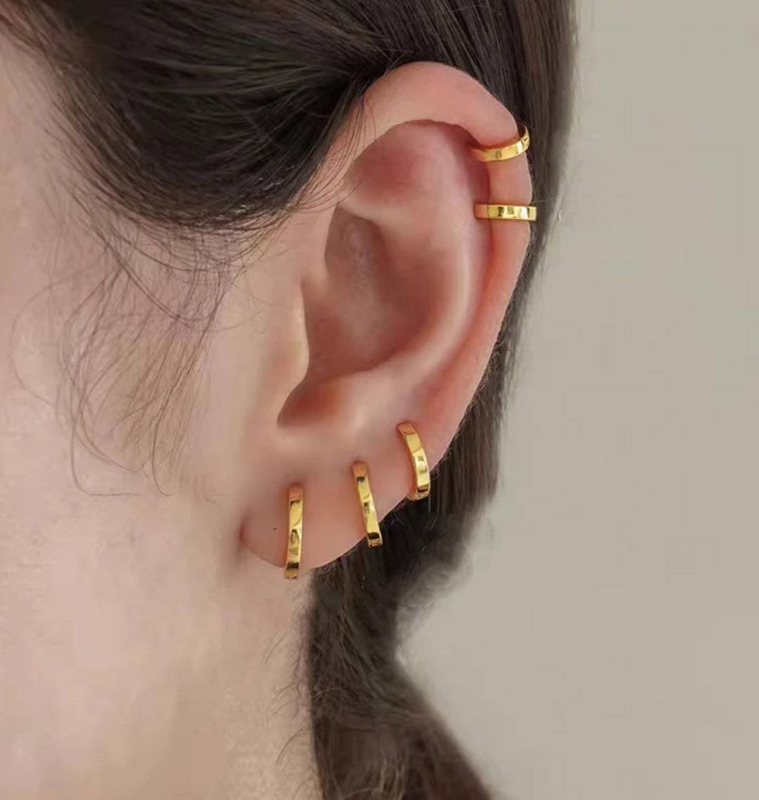 Sterling Silver Set of 3 Huggie Hoop Earring Set, Small Ear Stack in ...