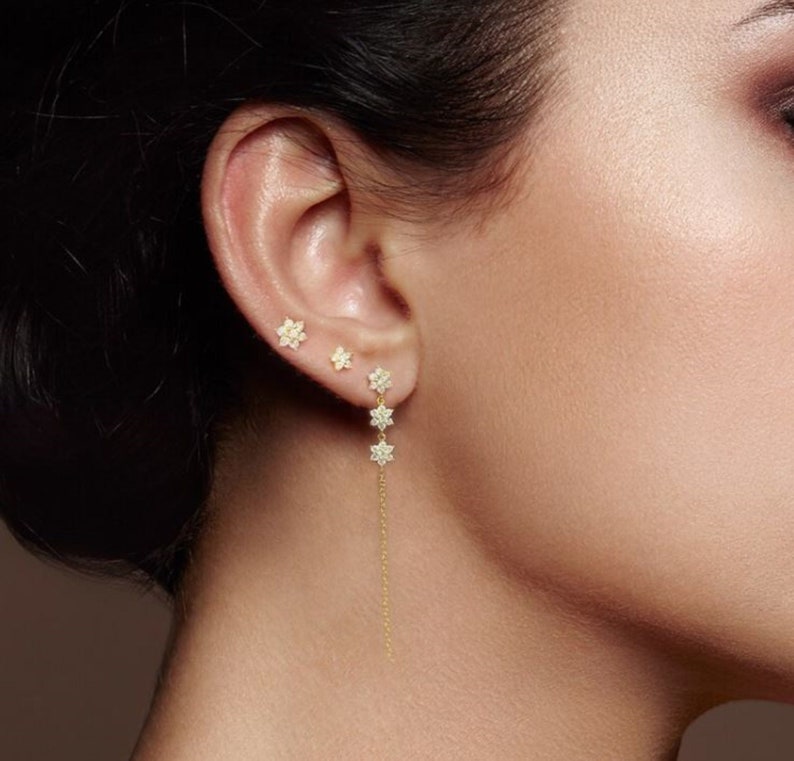Triple Lobe Earring Set Daisy Flower Earrings Set of 3 - Etsy