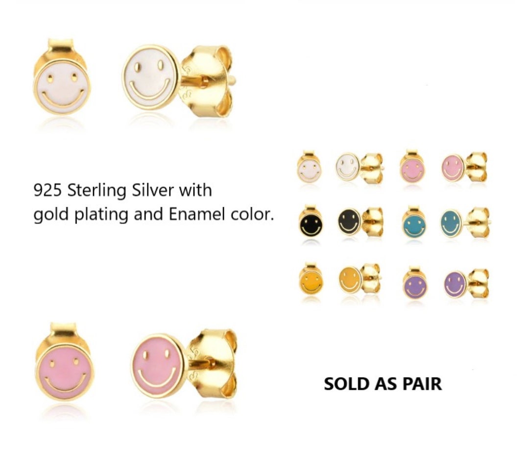 Enamel Smiley Face Stud Earrings Fun and Playful Emoji Earrings for ...