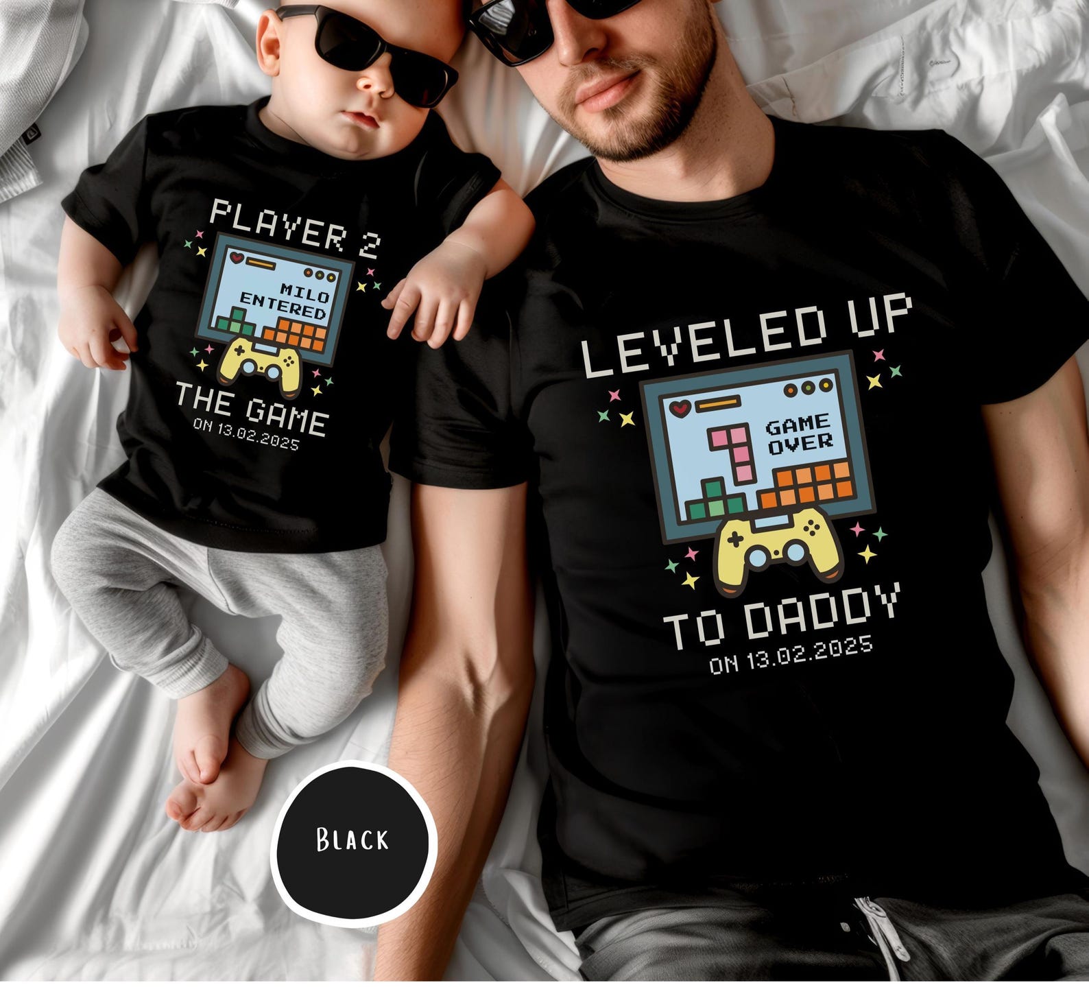 Fathers Day Gift,player 1 Player 2,dad and Baby Matching Shirts,day ...