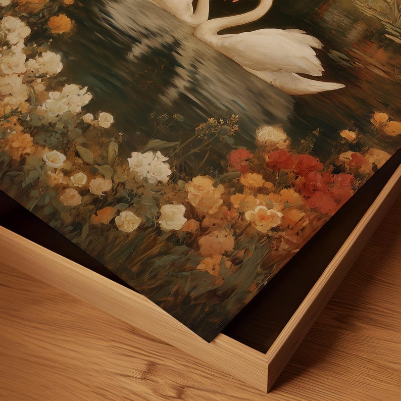 Romantic Swan Art Print | Sage Green Vintage Farmhouse Cottagecore Wall ...