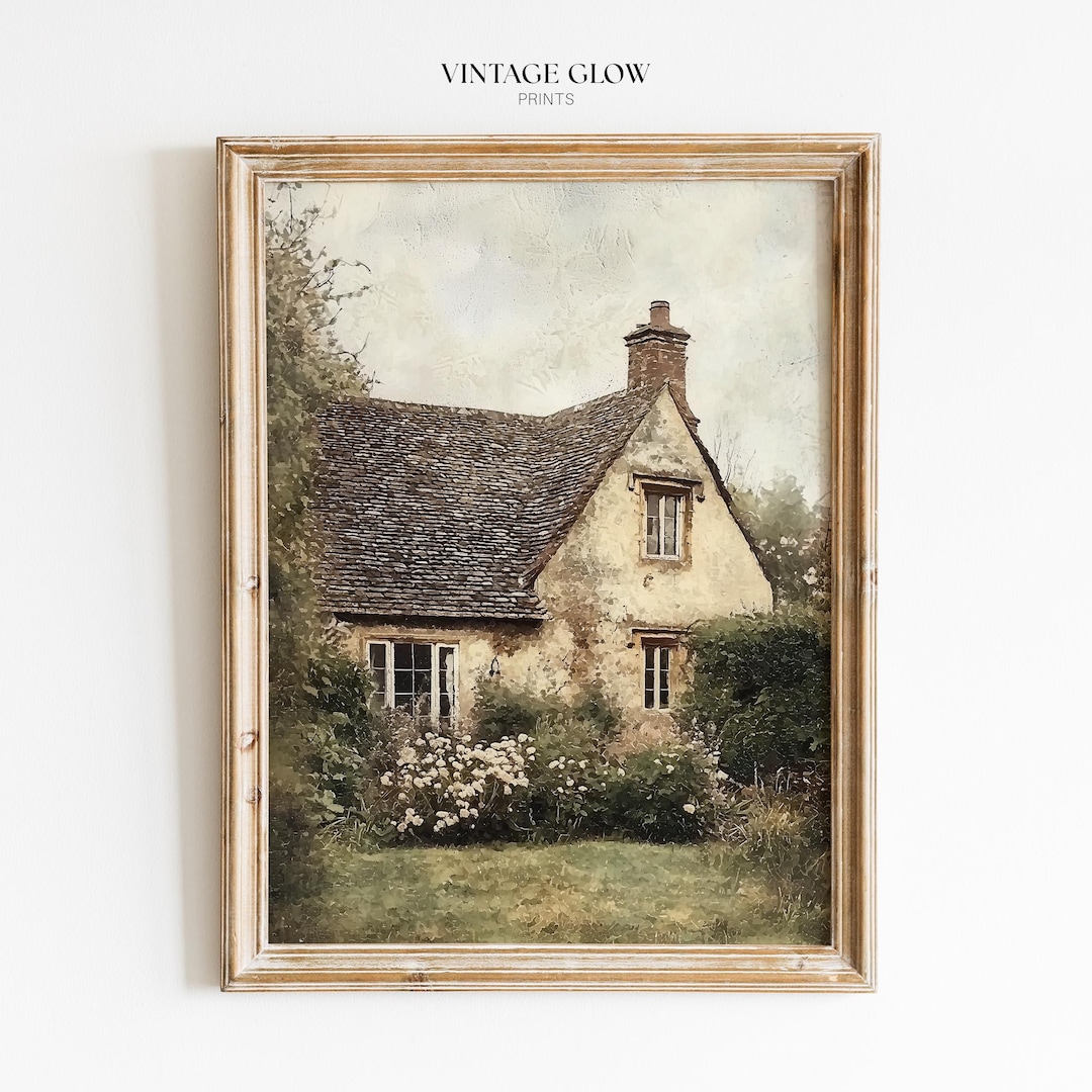English Countryside Landscape Print | Vintage Cottagecore Farmhouse ...