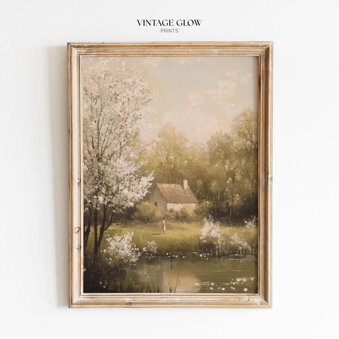 Vintage Spring Countryside Print | Rustic French Country Farmhouse Wall ...