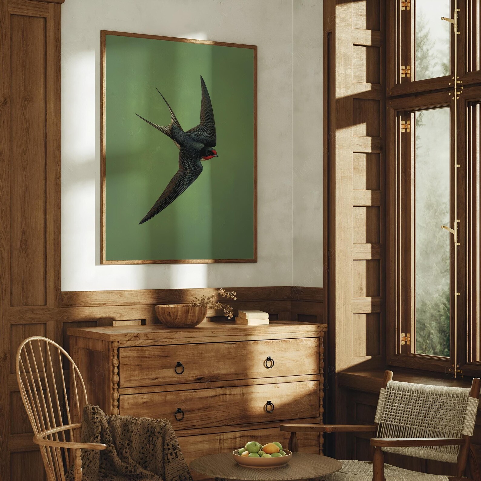 Vintage Swallow Bird Art Print | Art Deco Illustration (digital ...