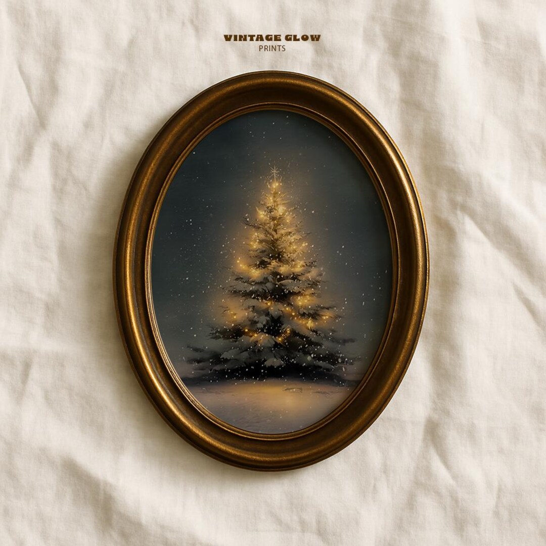 Vintage Moody Christmas Tree Print | Neutral Evergreen Holiday Wall Art ...