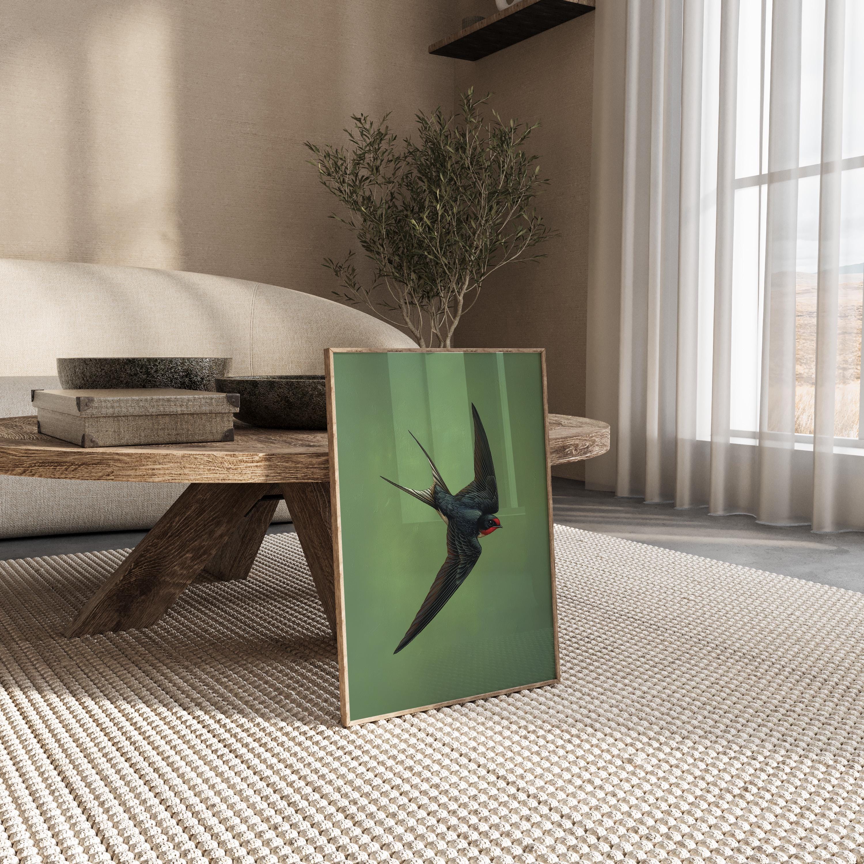 Vintage Swallow Bird Art Print | Art Deco Illustration (digital ...