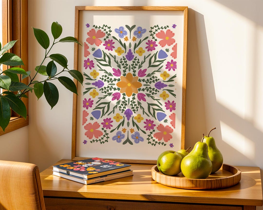 Floral Symmetry Art Print, Wall Art, Home Decor, UNFRAMED - Etsy