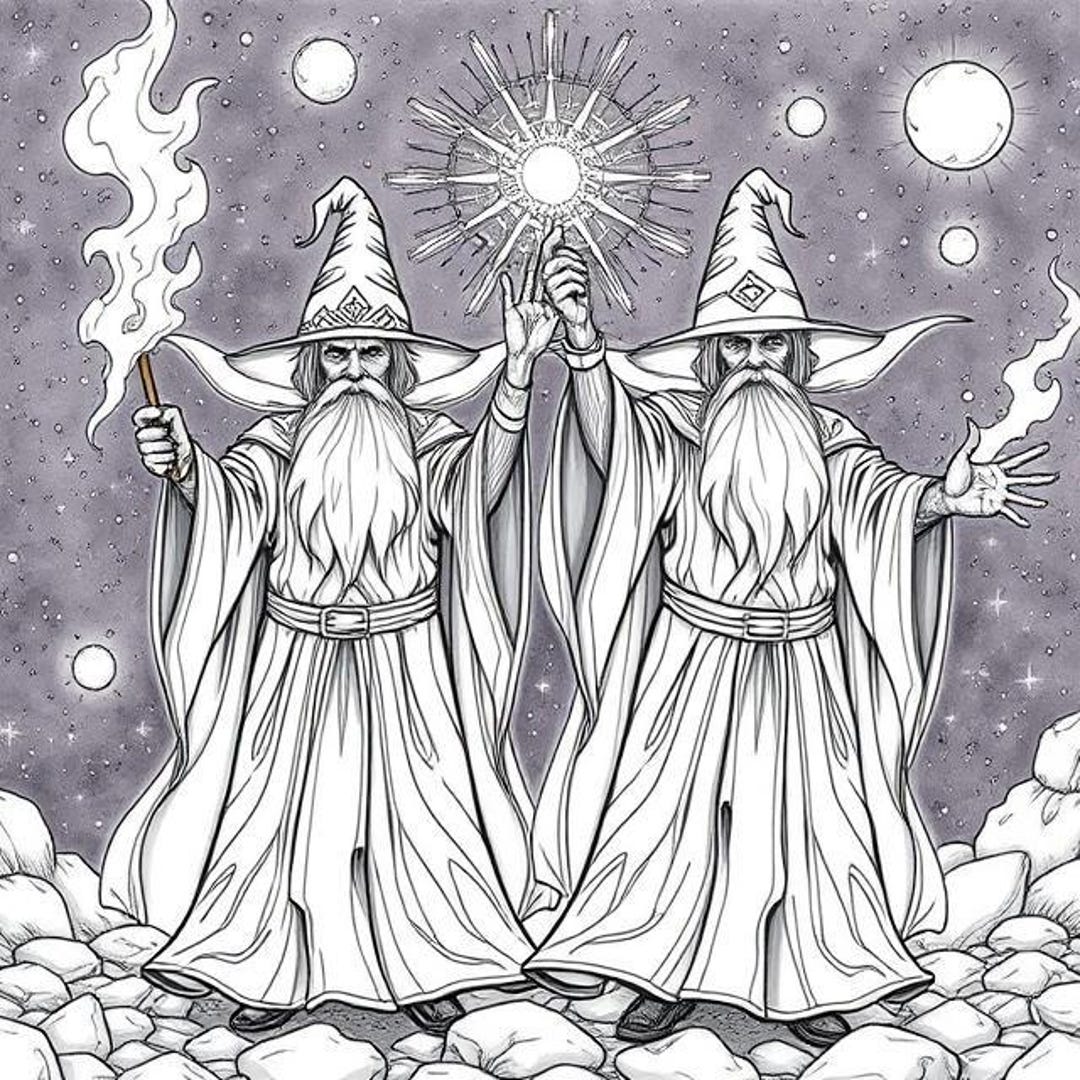 Wizard Bro's Black & White Coloring Page Digital Download 640 X 640 ...