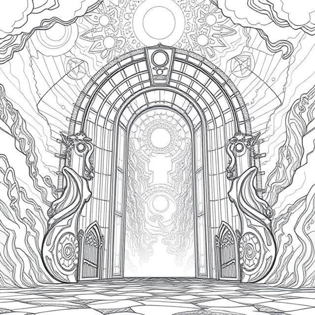 Astral Gate Coloring Page Digital Download 640 X 640 Pixels - Etsy