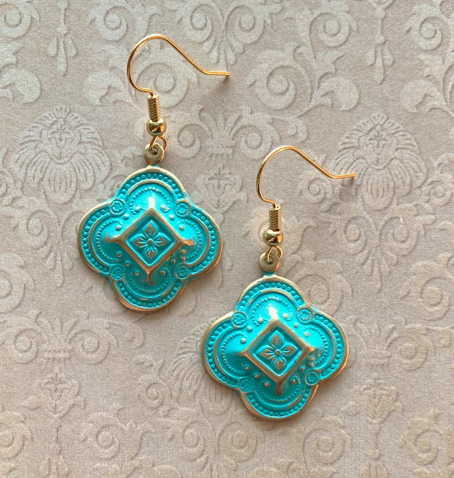 Hand Painted Boho Dangle Earrings in Blue Boho Gifts for Her | Etsy