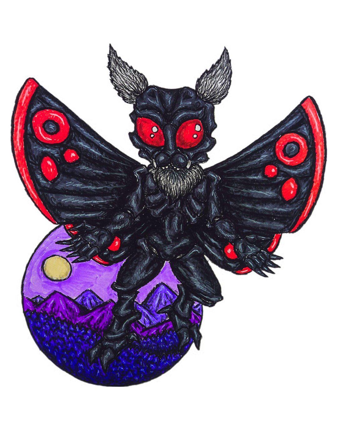 The Mothman-west Virginia Cryptid I Cute Critter Cryptid Prints - Etsy