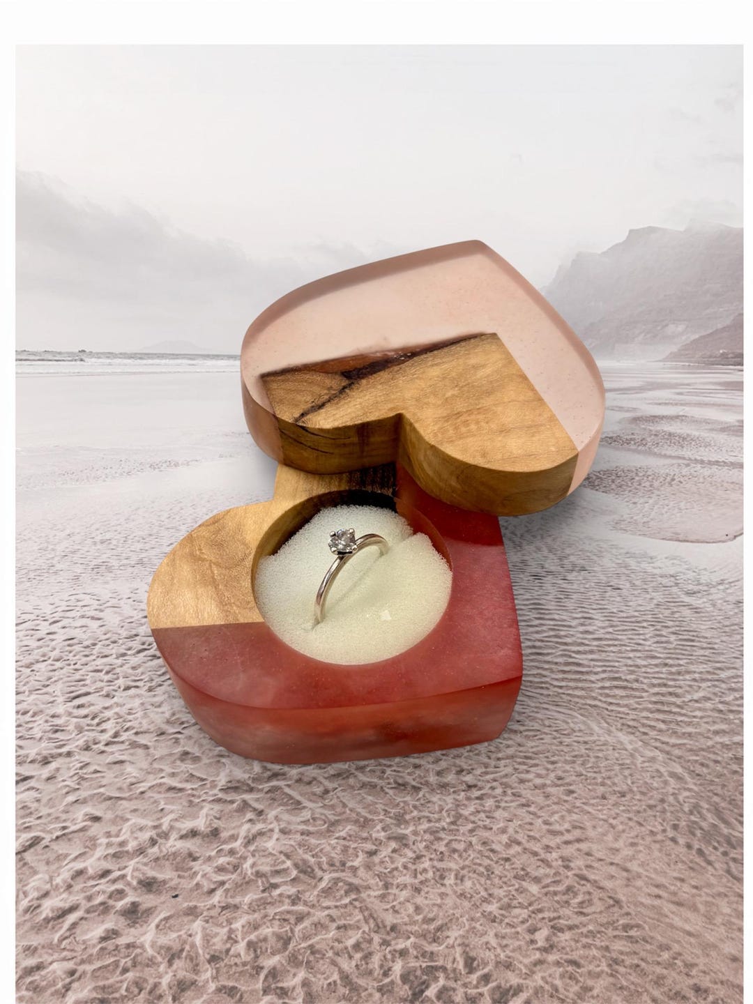 Wood and Epoxy Heart-shaped Ring Boxes - Etsy
