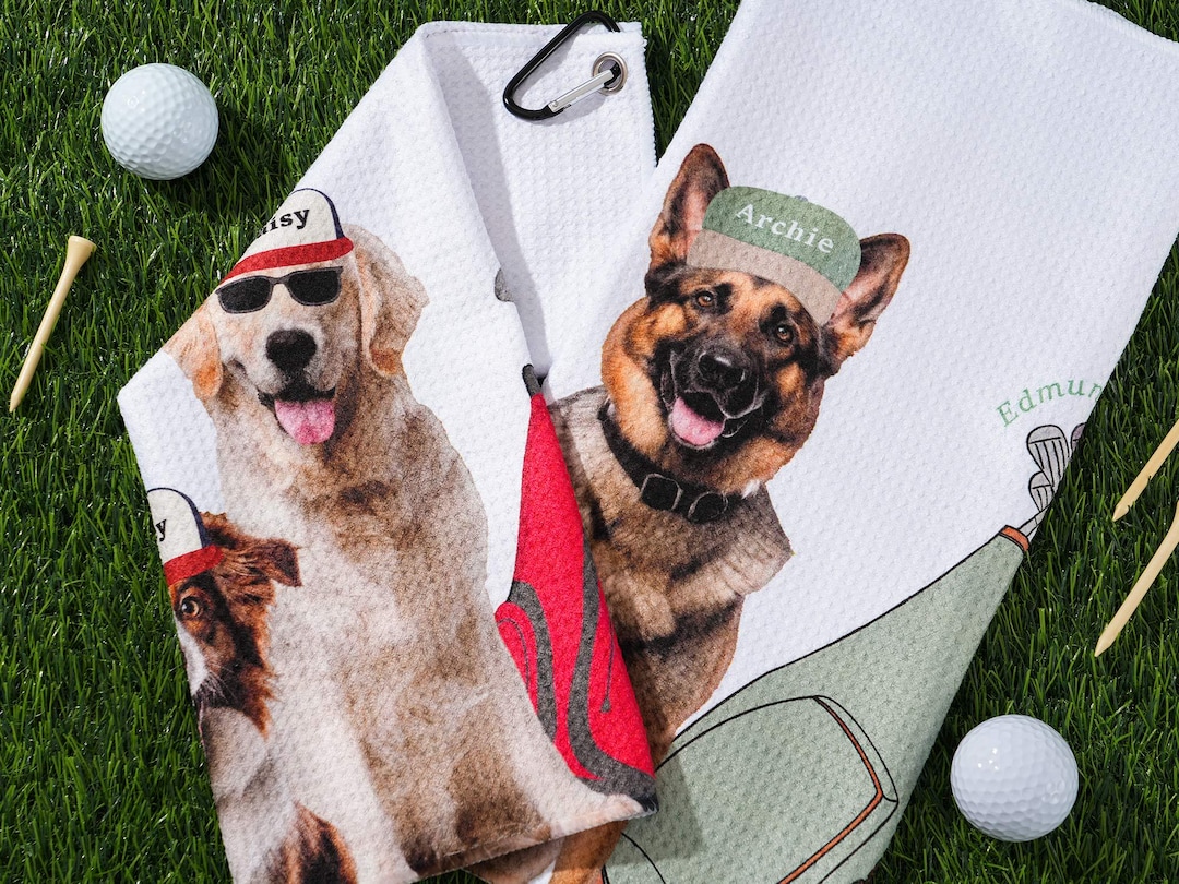 Personalized Pet Photo Golf Towel: Custom Dog Gift for Golfers - Etsy