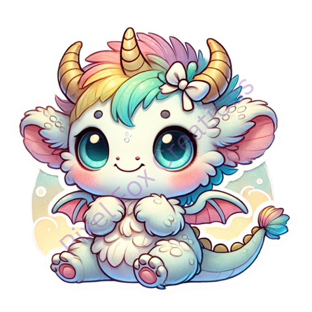 Rainbow Dragon Clipart - Etsy