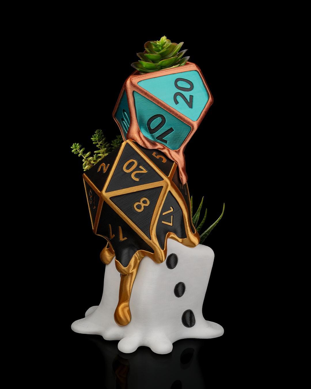 Large Melting Dice Planter DND Succulent Holder, Perfect Gamer Gift and ...