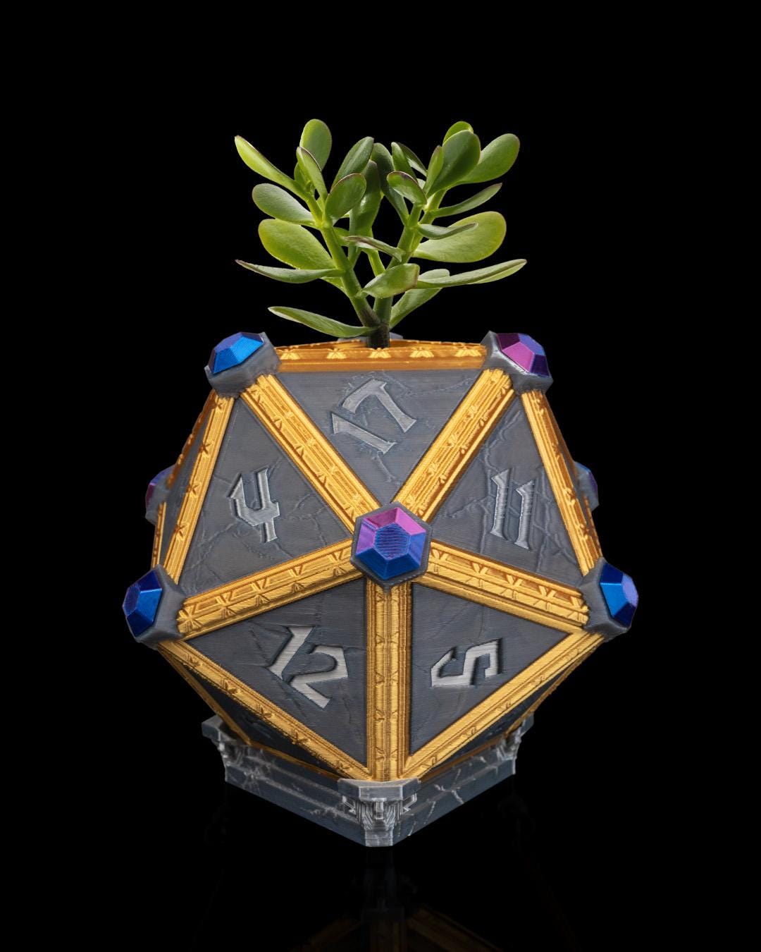 D20 Planter – 3D Printed Fantasy Dice Pot for DND, Desk Decor, or Gamer ...