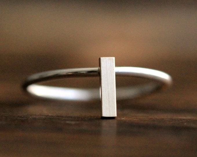 Initial Stacking Ring, 14K Recycled Gold and Silver Custom Initial Ring ...