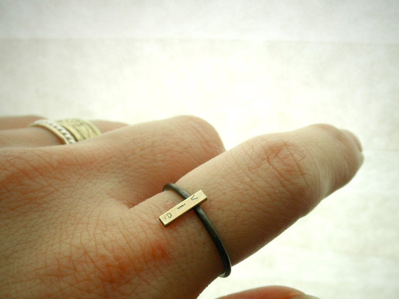 Initial Stacking Ring 14K Recycled Gold and Silver Custom - Etsy
