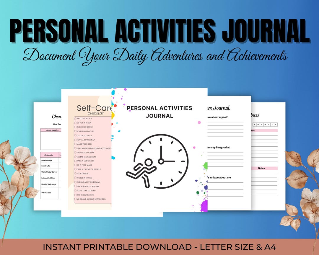 Personal Activities Journal, Daily Planner Book, Wellness Tracker ...