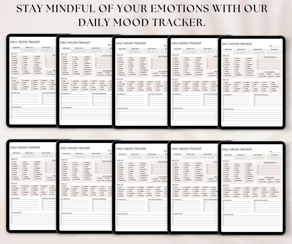 Mood Tracker Printable Kit, Monthly Mood Log, Circular Mood Chart, Mood ...