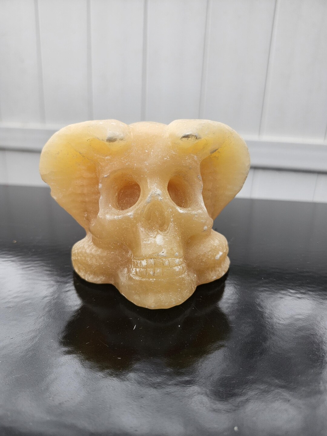 1.8 Pound Orange Calcite Skull With King Cobra Horns - Etsy