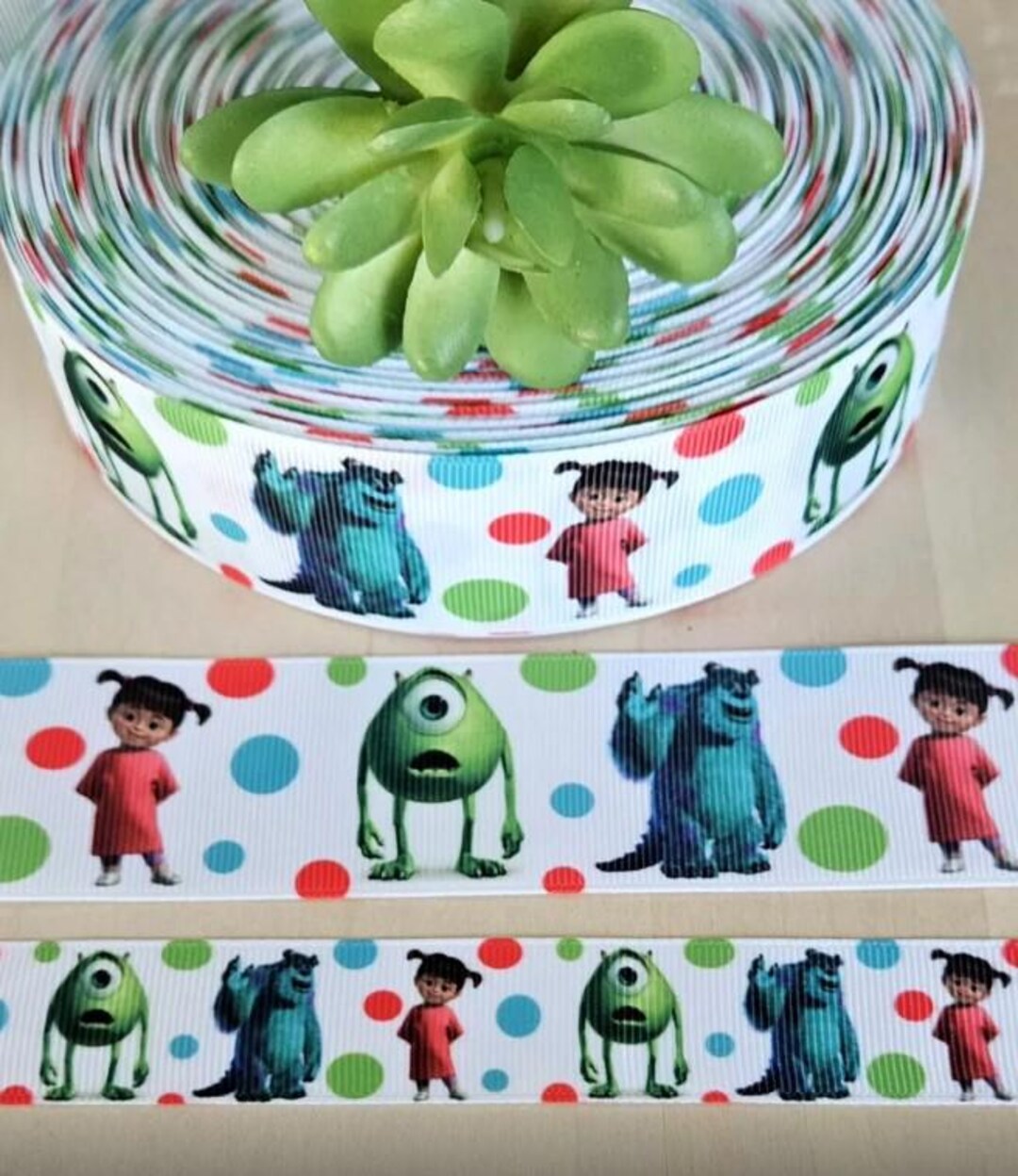 Monsters, Inc. Grosgrain Ribbon – Boo, Mike Wazowski & Sully – 7/8", 1. ...