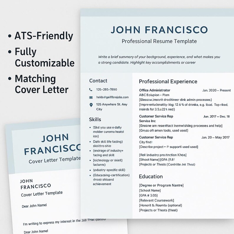 Modern Resume Template for Word & Canva | General Professional Resume ...