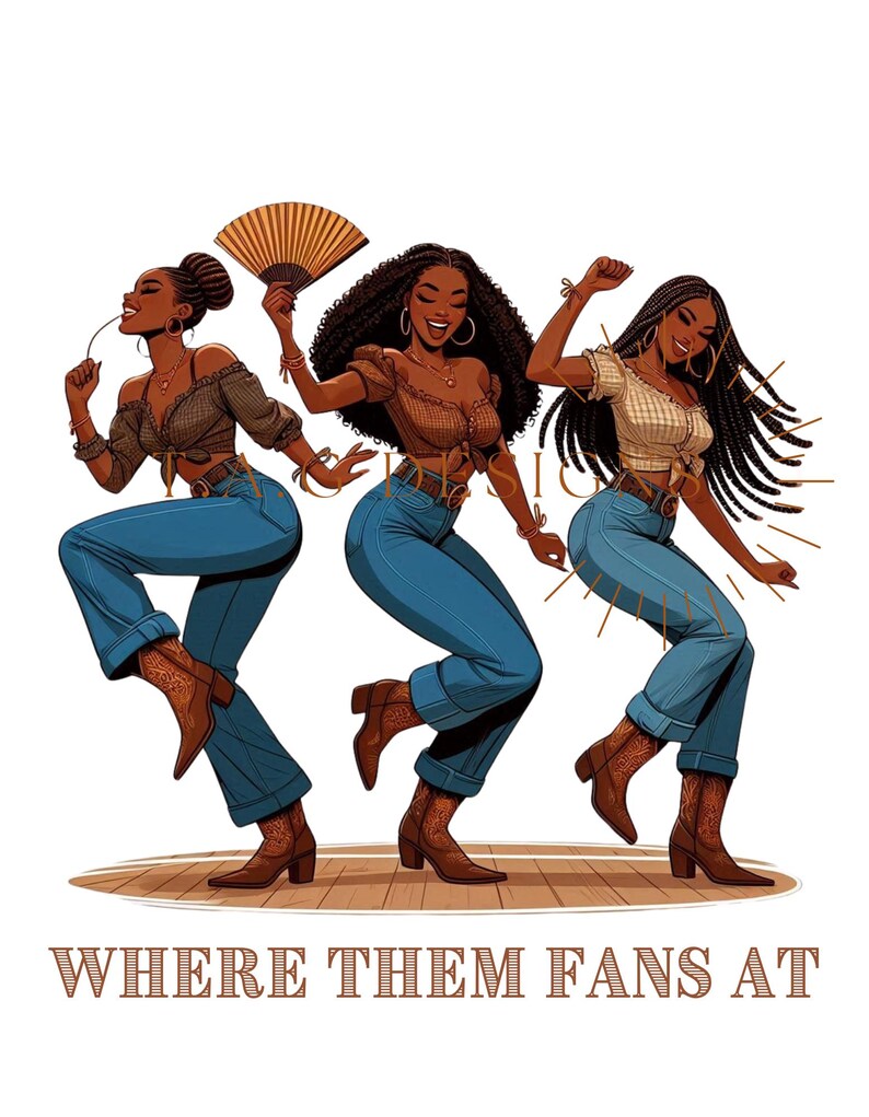 Where Them Fans at Pngdancing Black Women, Western Cowgirl Rodeo,dtf ...
