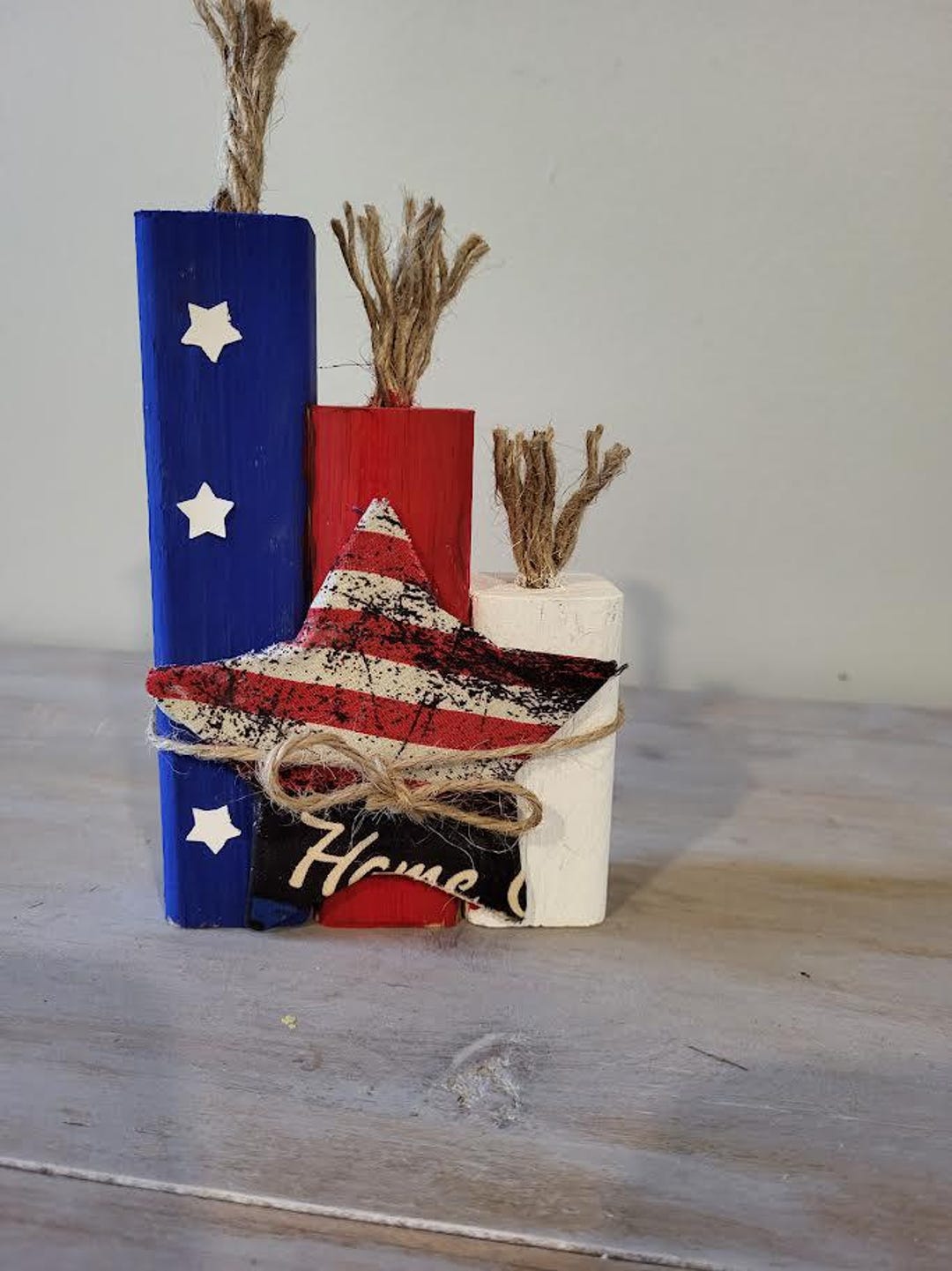 Patriotic Firecracker Wooden Blocks Fourth of July Decor - Etsy