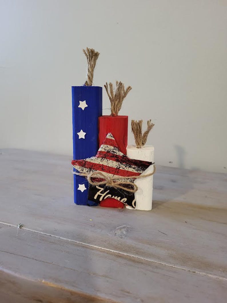 Forth of July Decor, Firecrackers, Wood Patriotic Firecracker - Etsy