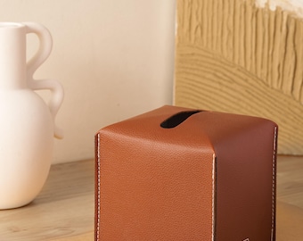 Italian Leather Tissue Box Cover Square , Tissue Box Holder, Home Decor ...